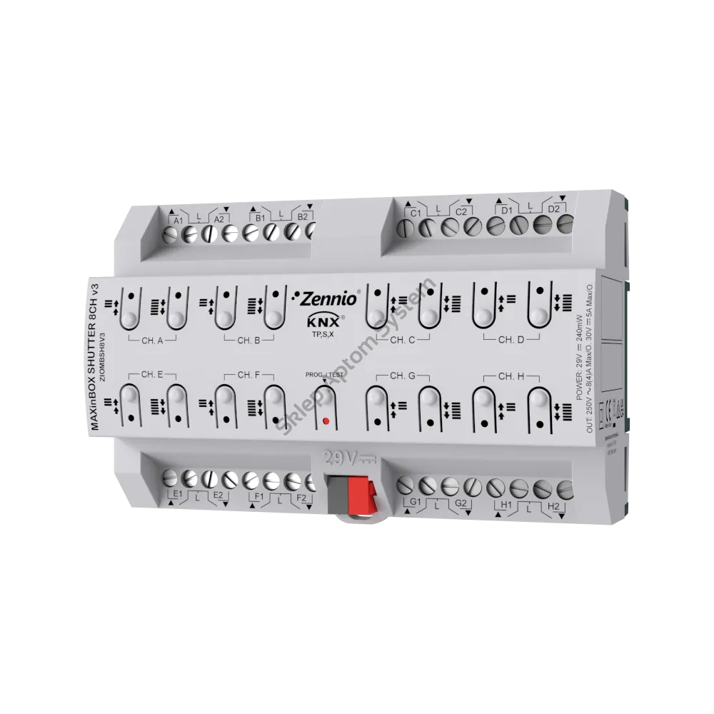 MAXinBOX SHUTTER 8CH v3 moduł aktorów KNX - 16 wyjść przekaźnik / 8 wyjścia żaluzjowe 16A, KNX ...