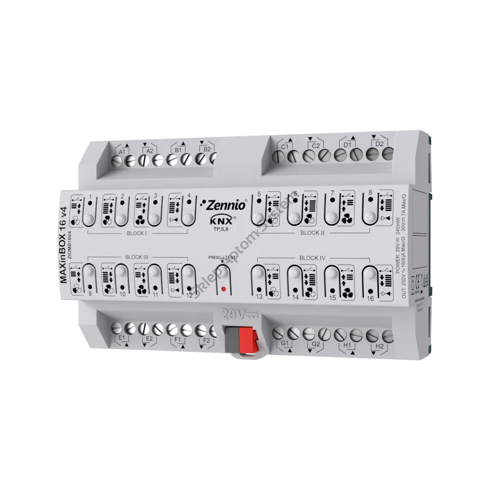 MAXinBOX16 aktor KNX 16 wyjść,8 żaluzjowych, 4 fancoile